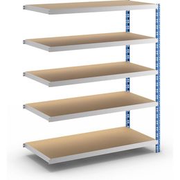 eurokraft basic Gro&szlig;fach-Steckregal, blau/grau, HxBxT 1820 x 1525 x 700 mm, Spanplattenb&ouml;den, Anbauregal