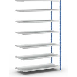 eurokraft basic Gro&szlig;fach-Steckregal, blau/grau, HxBxT 2522 x 1525 x 600 mm, Stahlblechb&ouml;den, Anbauregal