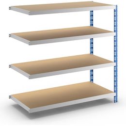 eurokraft basic Gro&szlig;fach-Steckregal, blau/grau, HxBxT 1508 x 1525 x 700 mm, Spanplattenb&ouml;den, Anbauregal