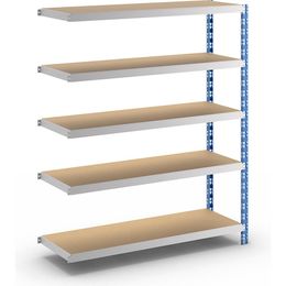 eurokraft basic Gro&szlig;fach-Steckregal, blau/grau, HxBxT 1820 x 1525 x 500 mm, Spanplattenb&ouml;den, Anbauregal