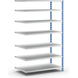 eurokraft basic Gro&szlig;fach-Steckregal, blau/grau, HxBxT 2522 x 1525 x 800 mm, Stahlblechb&ouml;den, Anbauregal