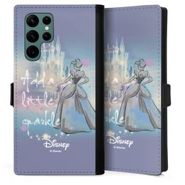 DeinDesign Galaxy S22 Ultra Handy Klapph&uuml;lle Handyh&uuml;lle aus Kunst Leder schwarz Flip Case Disney Cinderella Official Licensed Product Sideflip mit langer Lasche