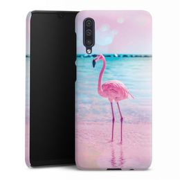 DeinDesign Galaxy A50 Handy Premium Case Smartphone Handyh&uuml;lle Schutzh&uuml;lle matt Beach Tropical Flamingo Premium Case