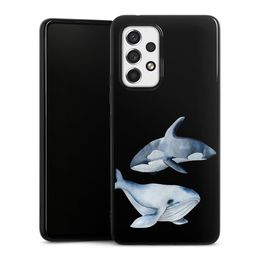 DeinDesign Galaxy A53 5G Handy Silikon H&uuml;lle Case schwarz Handyh&uuml;lle Wale Water Colour Ocean