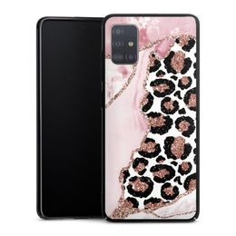 DeinDesign Galaxy A51 Handy Hard Case Schutzh&uuml;lle schwarz Smartphone Backcover Leopard Glitzer Marble Hard Case