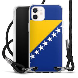 DeinDesign iPhone 12 Handy Carry Case H&uuml;lle mit Band Handykette zum Umh&auml;ngen schwarz Bosnia Flag Carry Case