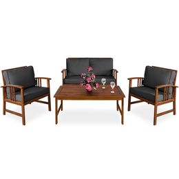 Casaria Garten-Sitzgruppe Atlas 4-tlg Anthrazit Akazienholz FSC -zertifiziert