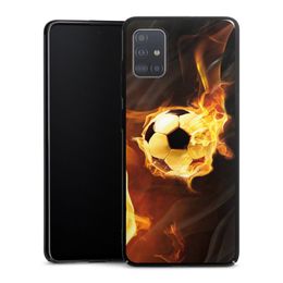 DeinDesign Galaxy A51 Handy Hard Case Schutzh&uuml;lle schwarz Smartphone Backcover Soccer Ball Fire Hard Case
