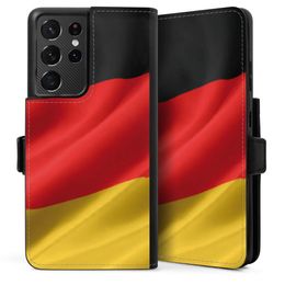 DeinDesign Galaxy S21 Ultra 5G Handy Klapph&uuml;lle Handyh&uuml;lle aus Kunst Leder schwarz Flip Case Germany Flags Flag Sideflip mit Lasche