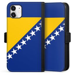 DeinDesign iPhone 11 Handy Klapph&uuml;lle Handyh&uuml;lle aus Kunst Leder schwarz Flip Case Bosnia Flag Sideflip mit Lasche