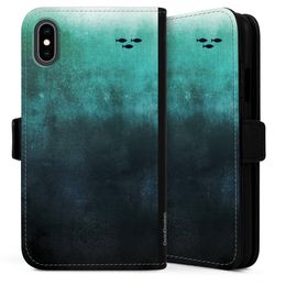 DeinDesign iPhone X Handy Klapph&uuml;lle Handyh&uuml;lle aus Kunst Leder schwarz Flip Case Turquoise Water Fish Sideflip mit langer Lasche