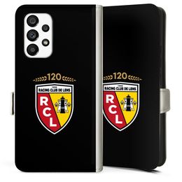 DeinDesign Galaxy A53 5G Handy Klapph&uuml;lle Handyh&uuml;lle aus Kunst Leder wei&szlig; Flip Case Official Licensed Product Rc Lens Logo Sideflip mit Lasche