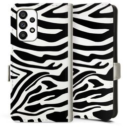DeinDesign Galaxy A53 5G Handy Klapph&uuml;lle Handyh&uuml;lle aus Kunst Leder wei&szlig; Flip Case Muster Black Sideflip mit Lasche