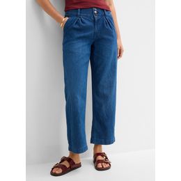 bonprix Cropped Wide-Leg-Jeans High Waist Bequembund, blau, Gr.38, Kn&ouml;chelfreie High-Waist-Jeans bietet Bewegungsfreiheit f&uuml;r jede Silhouette, 82% Baumwolle