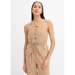 bonprix Blazerweste aus k&uuml;hlendem Leinen-Mix, beige, Gr.50, Blazerweste mit Bindedetail aus k&uuml;hlendem Leinen-Mix, aus Leinen,Viskose