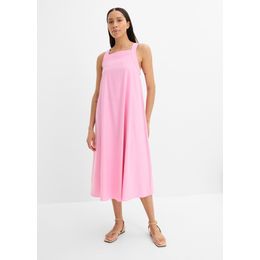 bonprix Maxikleid aus Leinenmix mit Bindedetail hinten, rosa, Gr.44, Maxikleid mit Bindedetails am R&uuml;cken und eckigem Ausschnitt, aus Leinen,Viskose