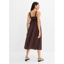 bonprix Maxikleid aus Leinenmix mit Bindedetail hinten, braun, Gr.36, Maxikleid mit Bindedetails am R&uuml;cken und eckigem Ausschnitt, aus Leinen,Viskose