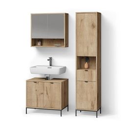 BADM&Ouml;BEL-SET ATERNO Viking Oak 3 Teile, mit Hochschrank
