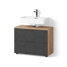 WASCHBECKENUNTERSCHRANK Ronco Anthrazit mit Wabenstruktur 80 x 58.6 cm mit 2 Schubladen