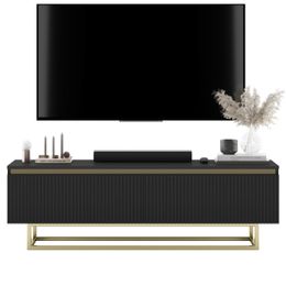 TV-SCHRANK Selene Glamour Schwarz Matt mit Metallrahmen 140 cm