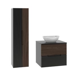 BADM&Ouml;BEL 60.6cm Sylla 2er-Set Schwarz und Holz