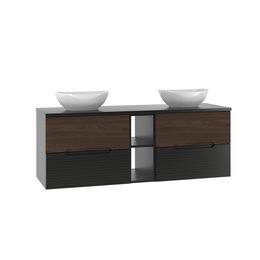 DOPPELWASCHTISCH 140.6cm Sylla Schwarz und Holz