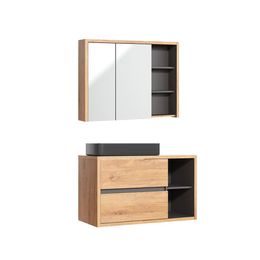 BADM&Ouml;BEL 100cm Rigel 2er-Set Holz und Anthrazit