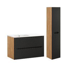 BADM&Ouml;BEL 90cm Elora 2er-Set Schwarz und Holz