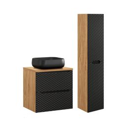 BADM&Ouml;BEL 60cm Elora 2er-Set Schwarz und Holz