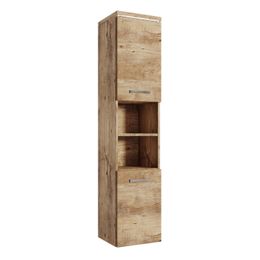 Badplaats BADEZIMMERSCHRANK Paso mit 2 T&uuml;ren Kastanien Eiche - 35 x 35 x 160 cm