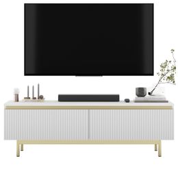TV-SCHRANK Selene Wei&szlig; Matt 140 cm mit Metallrahmen Glamour