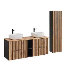 BADM&Ouml;BEL 140.6cm Gaia 2er-Set Holz in Eichenoptik und Schwarz