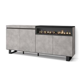 SIDEBOARD Elektrokamin, zementgrau, 200/35/87cm