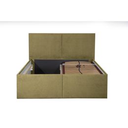 Halmon Schlafkomfort Betten POLSTERBETT Milano Currygelb 200 x 200 x 40 cm Bettkasten Mit hochwertiger Matratze H3 (bis 120 kg) und Lattenrost