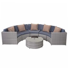MCW POLY-RATTAN GARNITUR RUND Grau, Anthrazit, Beige