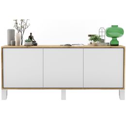 KOMMODE Apollo 3D Eiche wotan Wei&szlig; Matt 168/72/35 cm