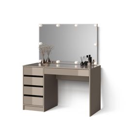 SCHMINKTISCH Imola Greige 120 cm mit LED-Kette