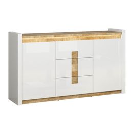 SIDEBOARD Helios Wei&szlig; und Holz