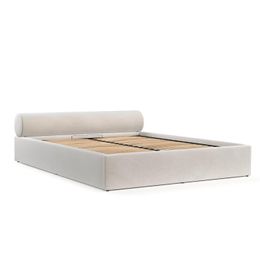 POLSTERBETT Solvo mit Stauraum 160/200 cm Creme im Paros Stoff