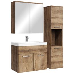 Badplaats BADM&Ouml;BEL-SET Montreal 4 Teile Spiegelschrank Braun Eiche - 60 x 35 x 51 cm