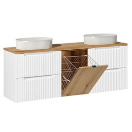 DOPPELWASCHTISCH 160.4cm Riva Wei&szlig; und Holz