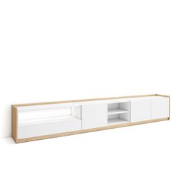 LOWBOARD, Wei&szlig; und Eiche, 310/37/50cm, mit Led