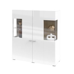 GESCHIRRSCHRANK Akram Wei&szlig; und Holz