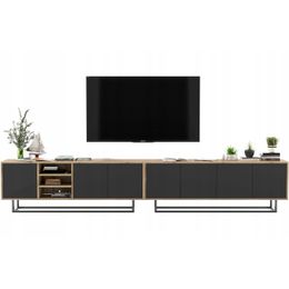 TV-SCHRANK 2-er Set Apollo Eiche wotan Schwarz Matt 150 cm