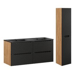 BADM&Ouml;BEL 120cm Elora 2er-Set Schwarz und Holz