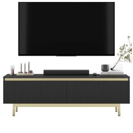TV-SCHRANK Selene Schwarz Matt 140 cm mit Metallrahmen Glamour