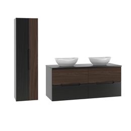 BADM&Ouml;BEL 120.6cm Sylla 2er-Set Schwarz und Holz