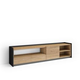 LOWBOARD, Eiche und Schwarz, 207/37/50cm, mit Led
