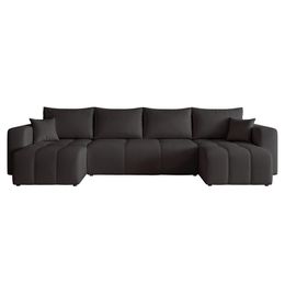 WOHNLANDSCHAFT U-Form Velours mit Bettkasten und Schlaffunktion