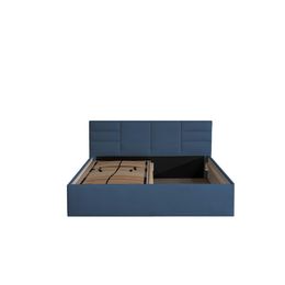 Halmon Schlafkomfort Betten POLSTERBETT Madera Blau 140 x 200 x 40 cm Stauraum unter der Liegefl&auml;che Mit hochwertiger Matratze H3 (bis 120 kg) und Lattenrost